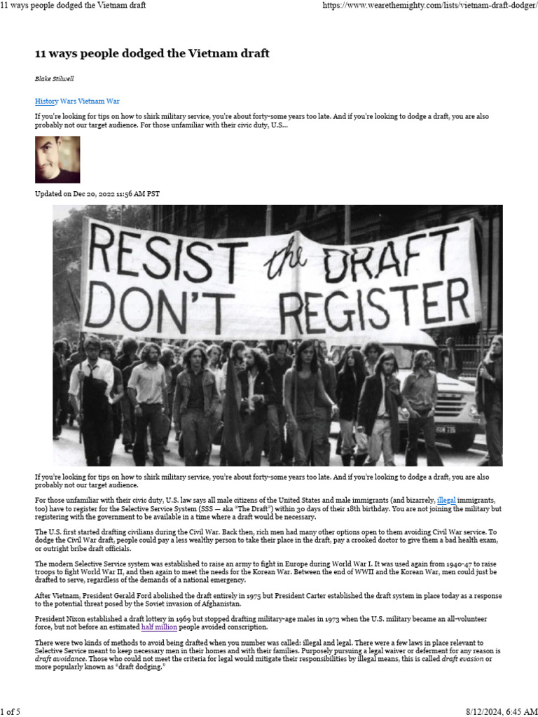 How People Dodged The Vietnam Draft | PDF
