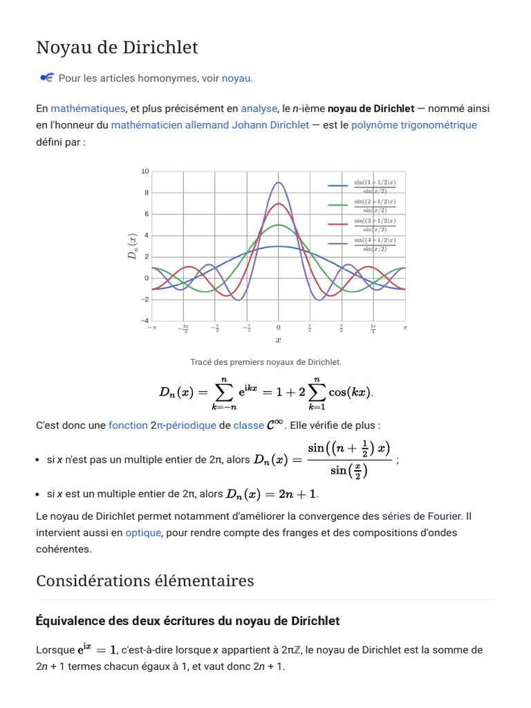 Noyau de Dirichlet | PDF