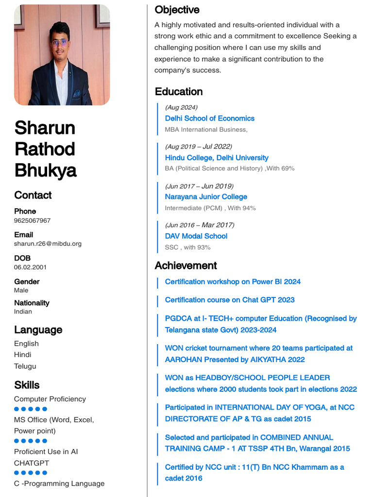 Sharun Rathod - Resume - 457 | PDF