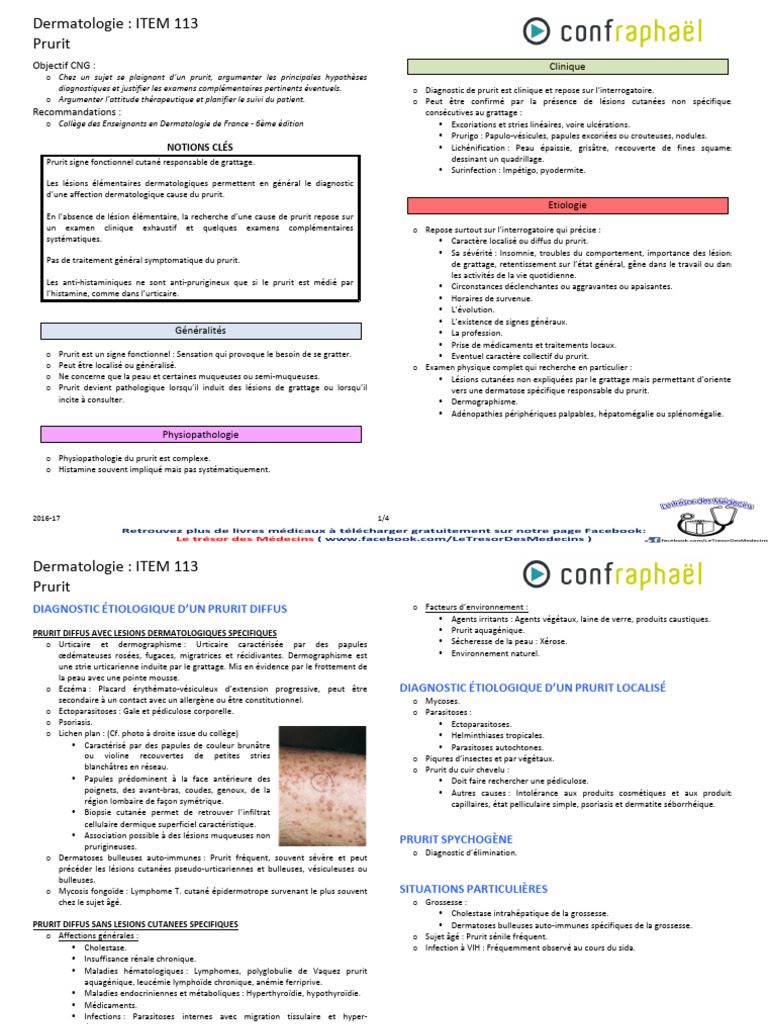 Prurit - LeTresorDesMedecins | PDF