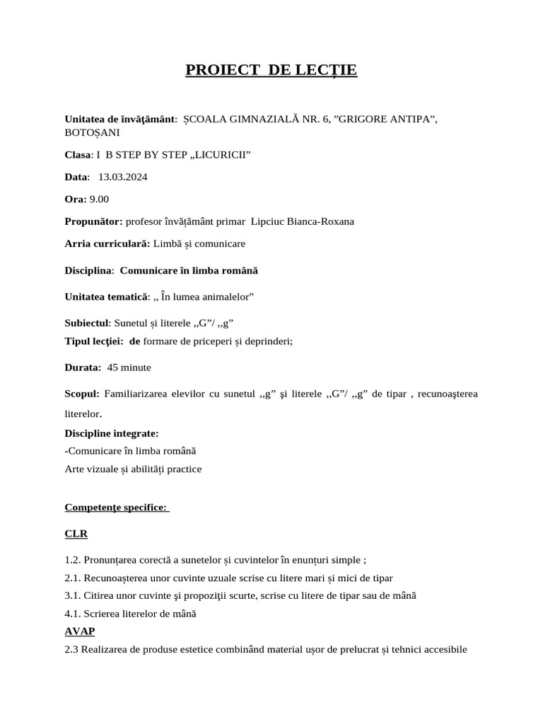 Proiect Limba Si Comunicare Ic 2 | PDF