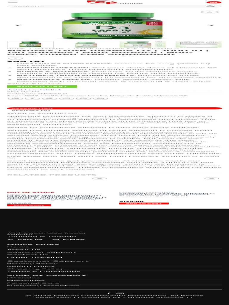 Nature's Truth Vitamin D3 2000 IU 150 Softgels High Potency Non-GMO, Gluten Free Supplement ...