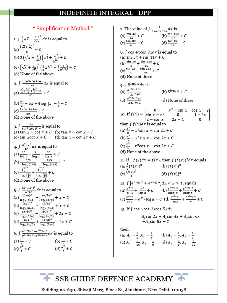 Indefinite Maths DPP Best | PDF | Mathematical Logic | Mathematical Relations