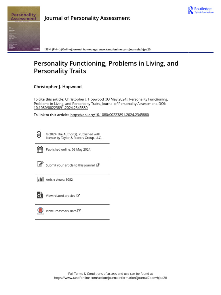 Personality Functioning Problems in Living and Personality Traits | PDF