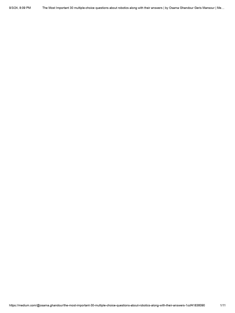 The Most Important 30 Multiple-Choice Questions About Robotics Along ...