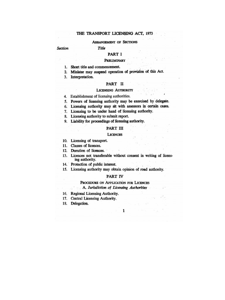 The Transportation Licensing Act. | PDF
