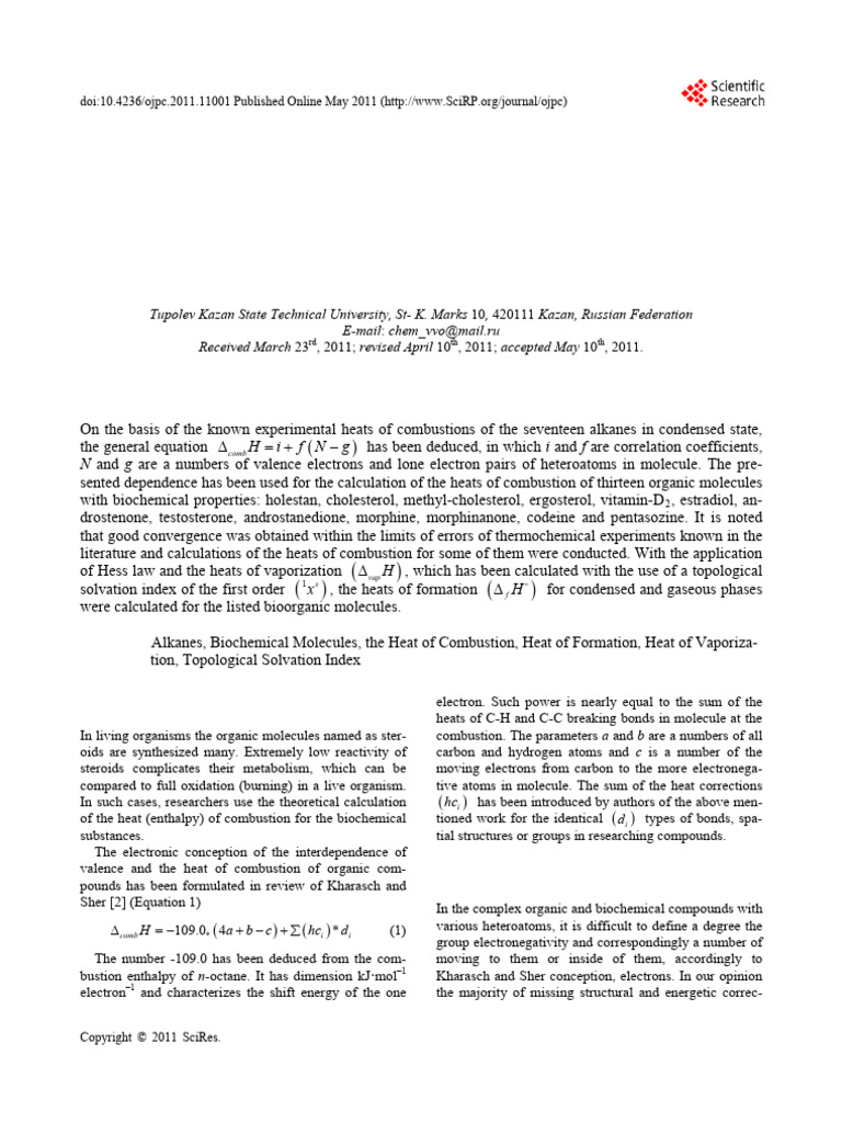 Thermochemistry of Heteroatomic Compounds Calculat | PDF