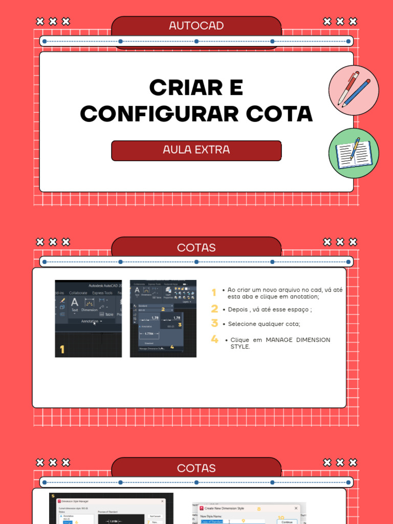 Como Criar e Configurar Cotas No Autocad Parte 1 | PDF