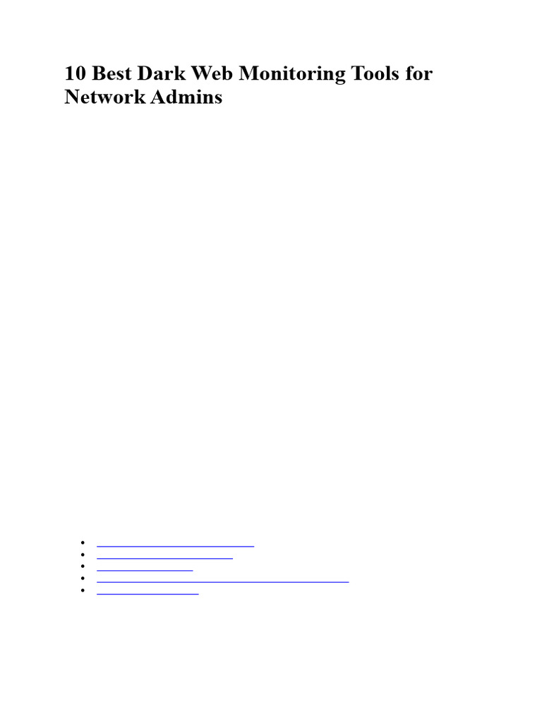 10 Best Dark Web Monitoring Tools For Network Admins Pdf