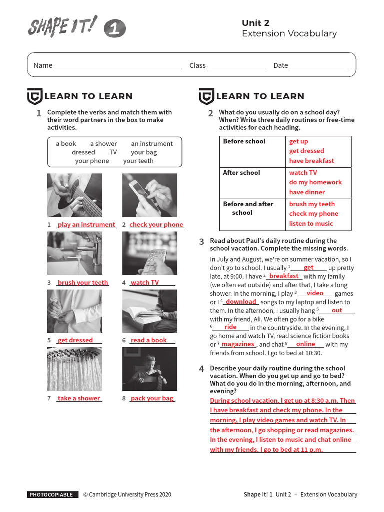 Vocabulary Extension Unit2 With Answers | PDF