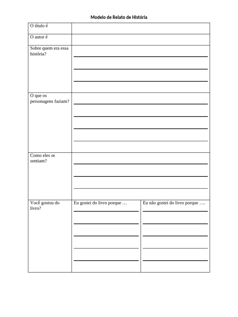 Modelo de Relato de Hist Ria | PDF