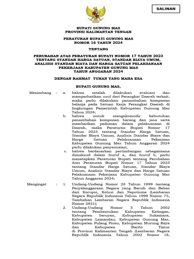 Perbup 16 Tahun 2024 | PDF
