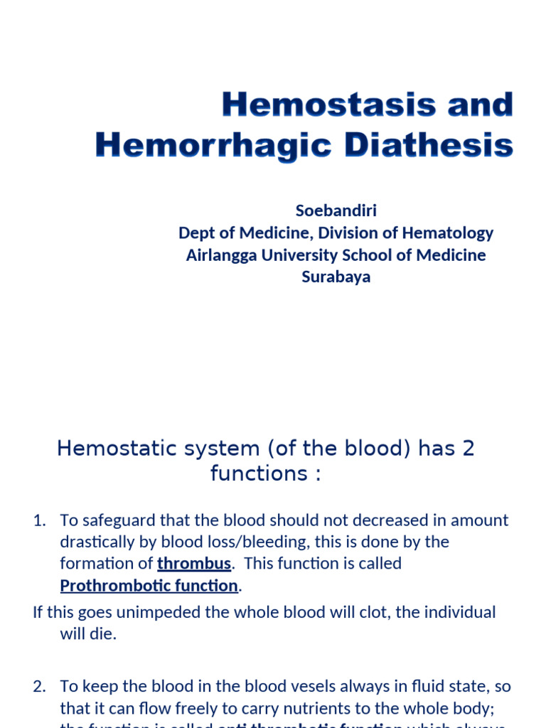 Hemostasis | PDF