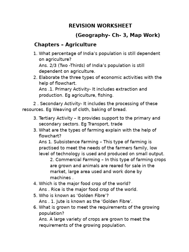 Revision Worksheet - Ch-3 (Map Work) - 2024 | PDF