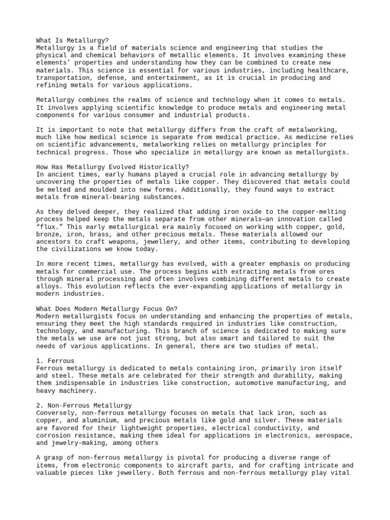 Basic Metallurgy | PDF