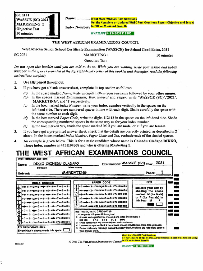 WAEC Marketing Past Questions Guide | PDF | Warehouse | Internet