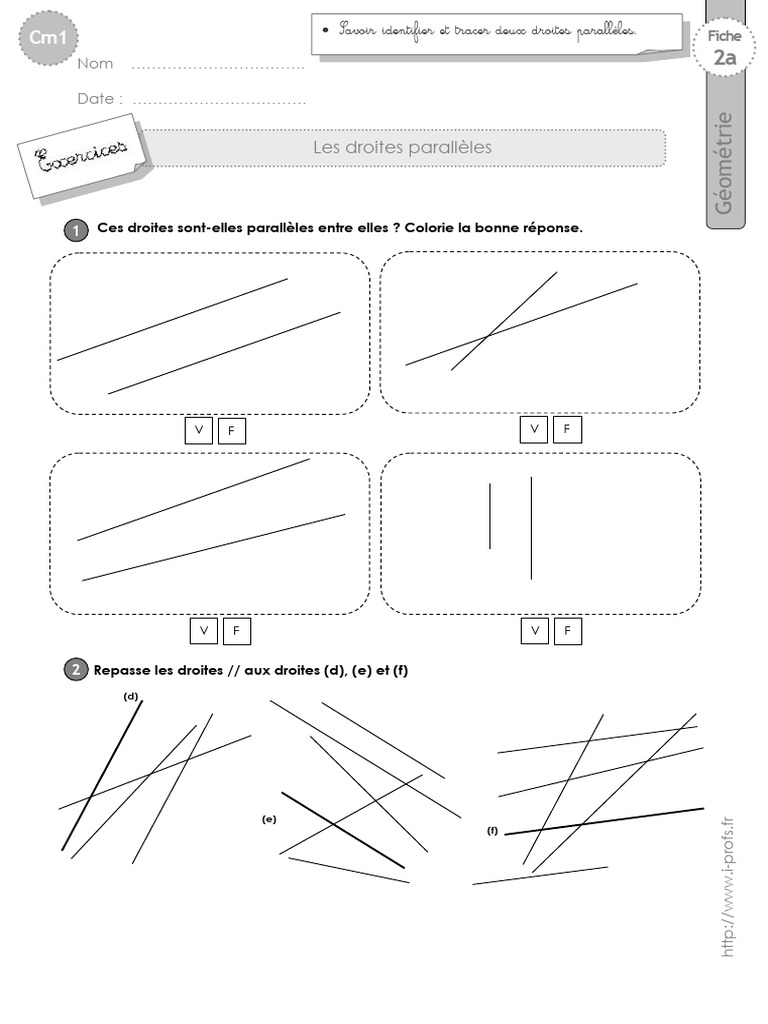 cm1 Exercices Droites Paralleles | PDF