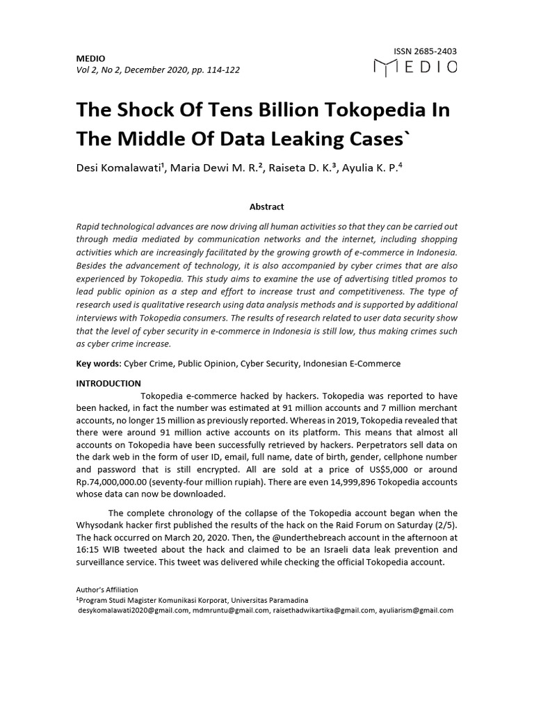 The Shock of Tens Billion Tokopedia in The Middle of Data Leaking Cases ...