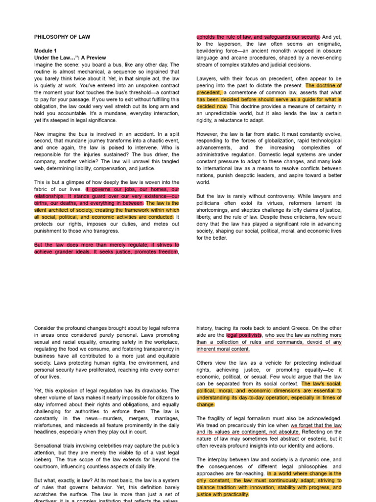 Philosophy of Law Module 1 | PDF