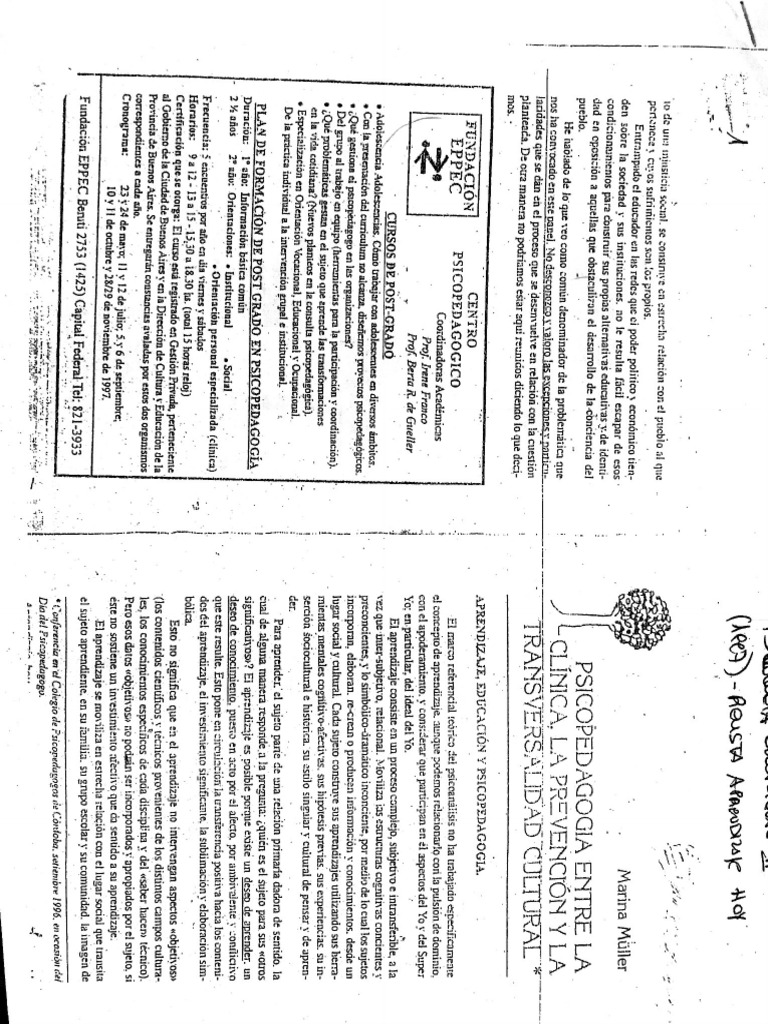 Texto - Psicopedagogia Entre La Clínicia, La Prevencion y La ...