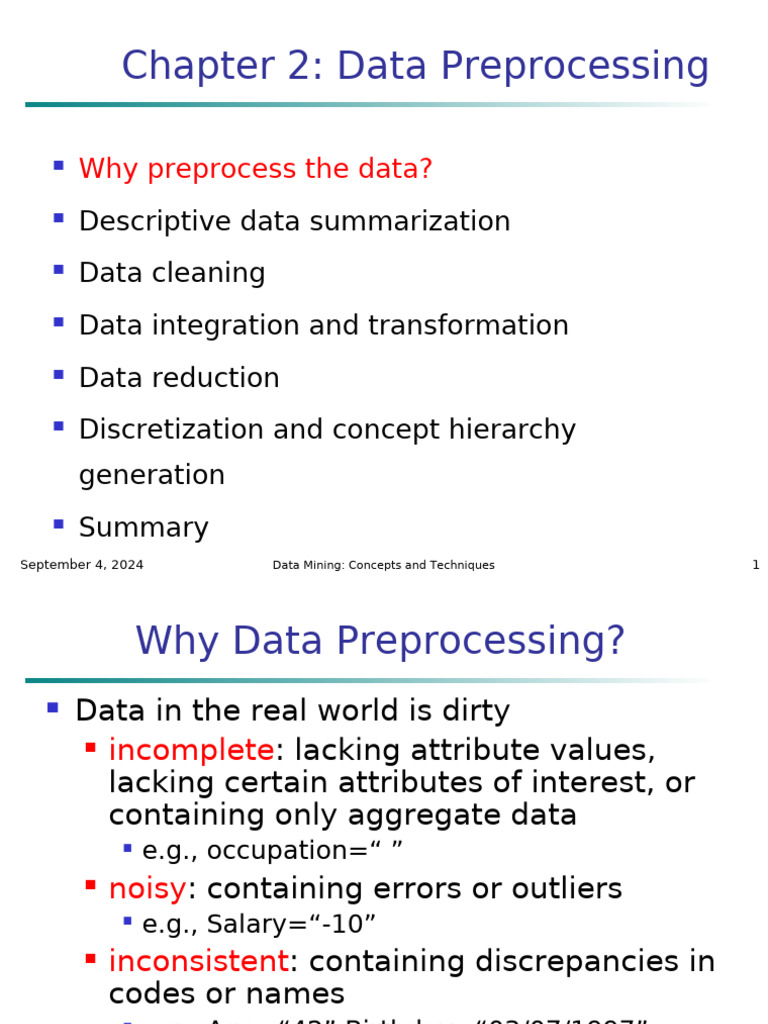 3-Data Preprocessing - An Overview-12!08!2024 | PDF