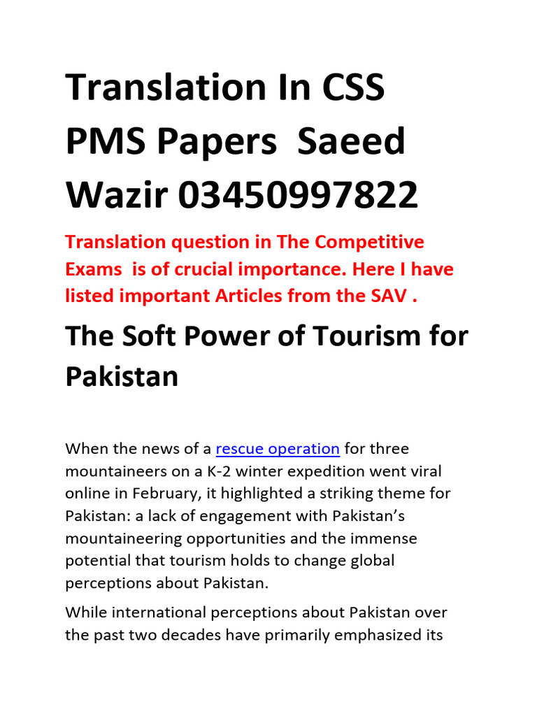 Translation in CSS PMS Papers | PDF | Foreign Direct Investment | Travel