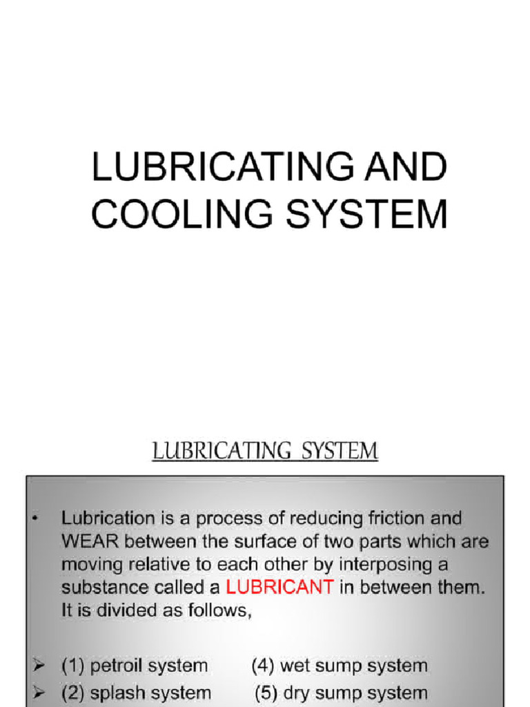 Lubricating And Cooling System Pdf