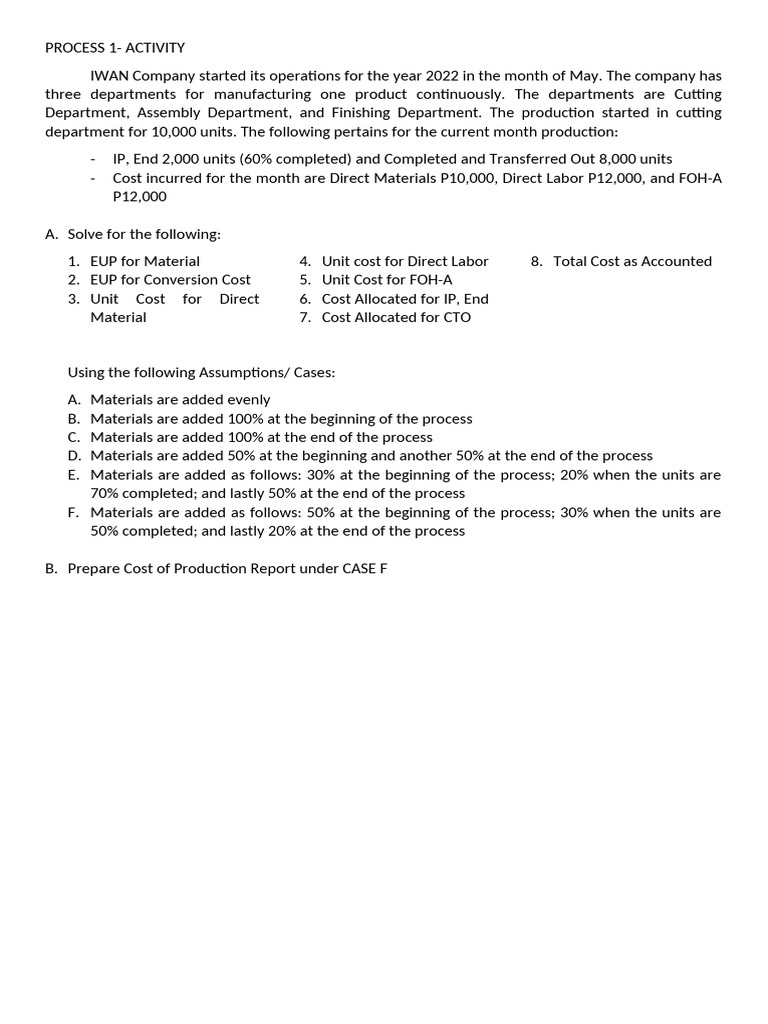 Process 1 Activity | PDF