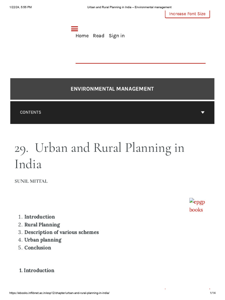 Urban and Rural Planning in India - Environmental Management | PDF