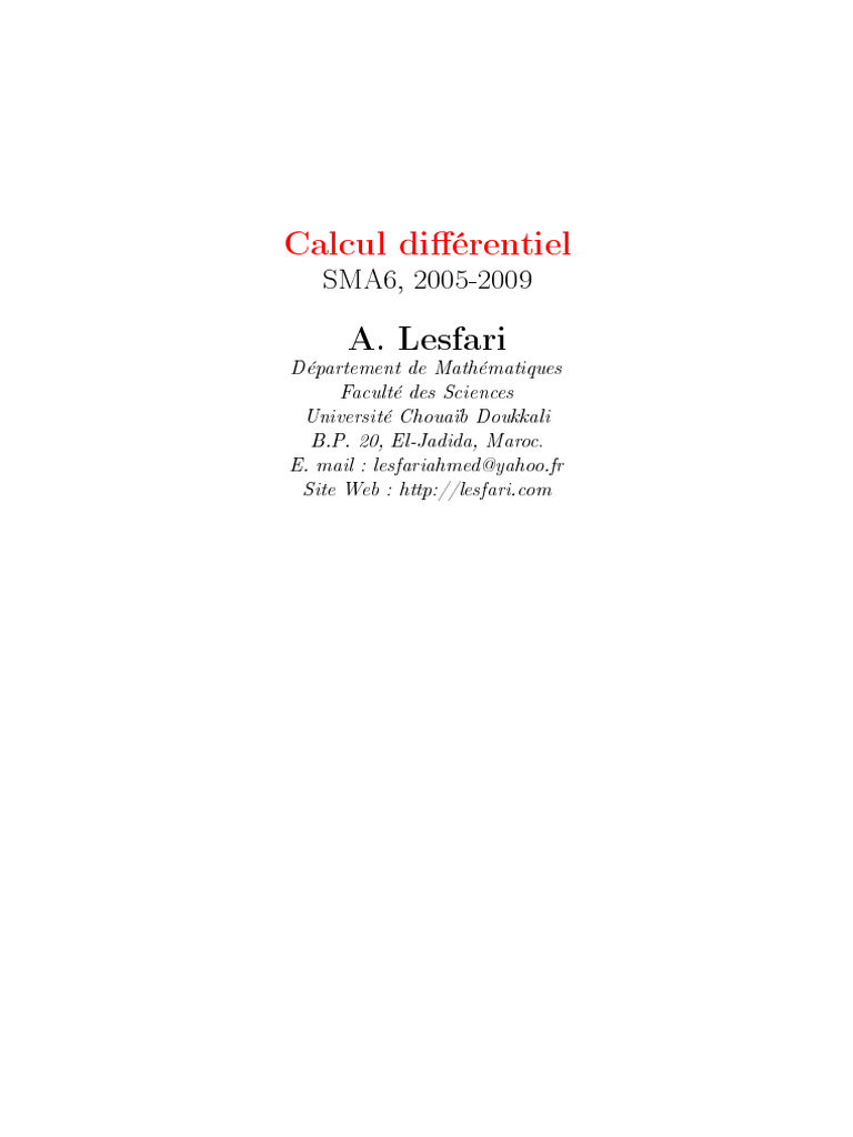 SMA (Calcul Diff) | PDF
