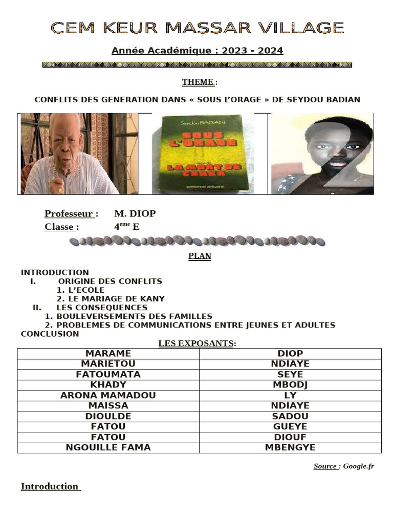 exposé sur le conflit des generation s | PDF