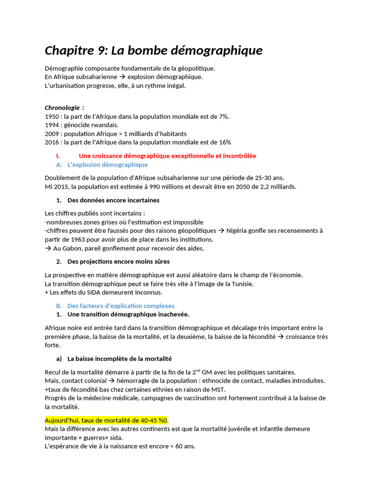 Chapitre 9 La Bombe Démographique | PDF