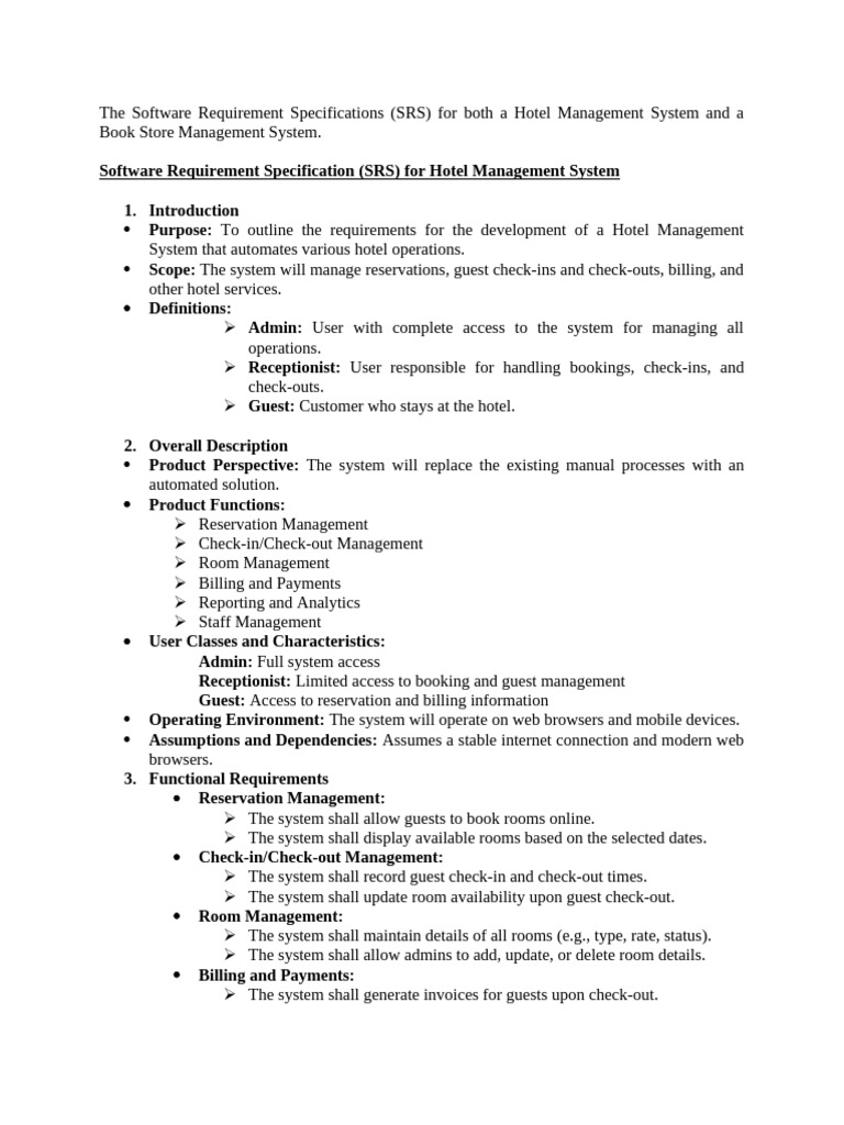 The Software Requirement Specifications | PDF