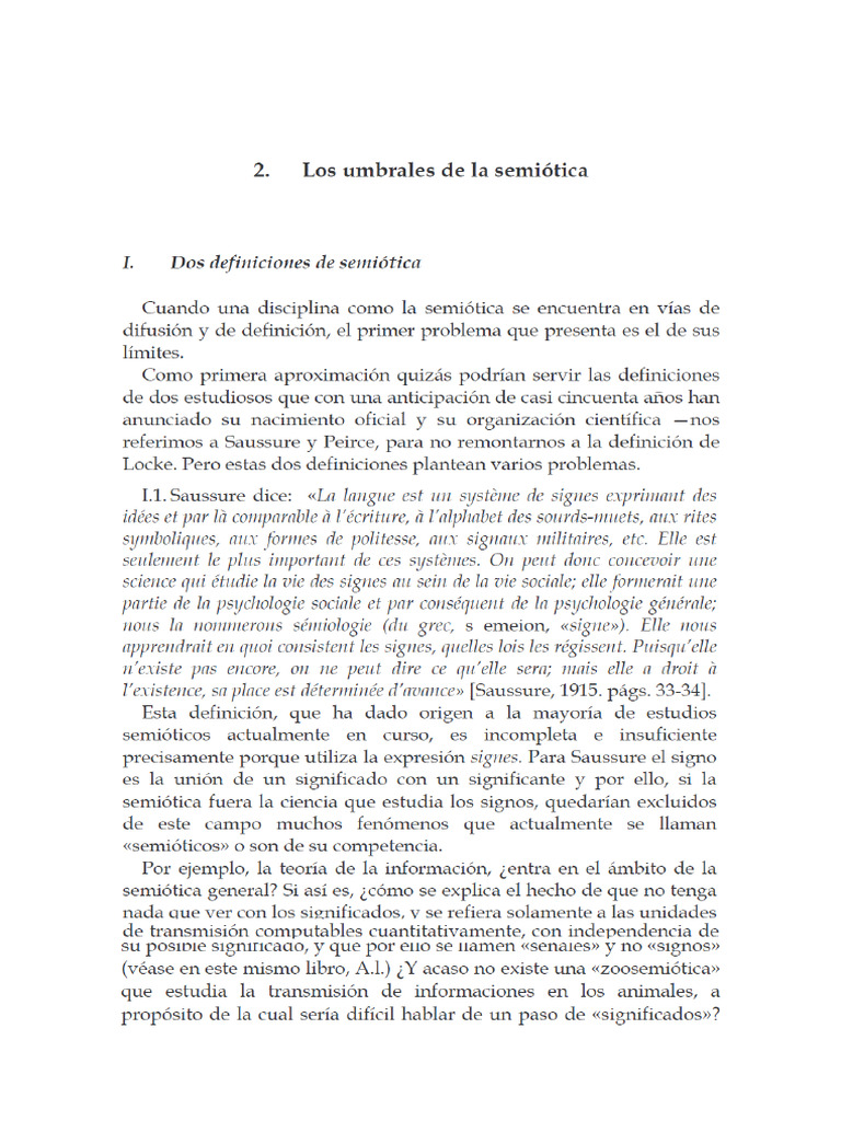 Eco. Los Umbrales de La Semiótica. La Estructura Ausente | PDF