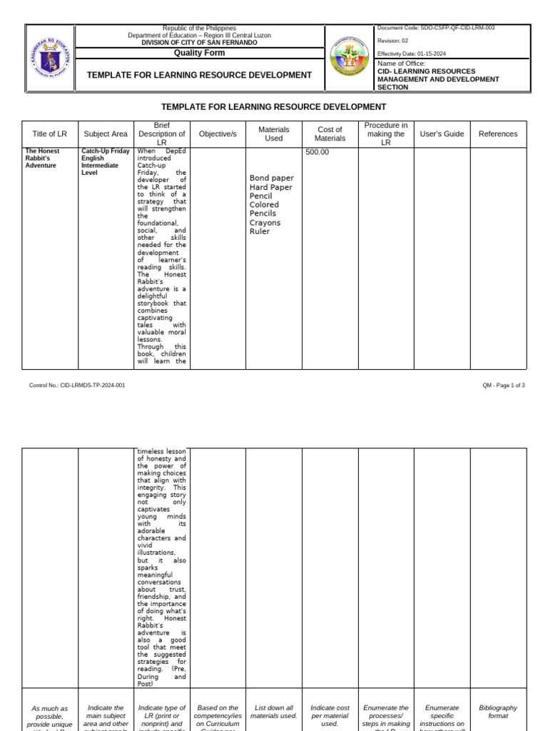 003-CID-LRMDS-QF-TEMPLATE-FOR-LEARNING-RESOURCE-DEVELOPMENT | PDF