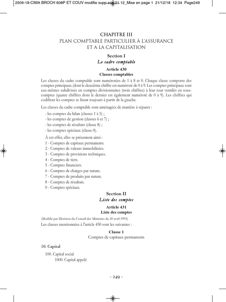 Plan Comptable CIMA 2019 | PDF
