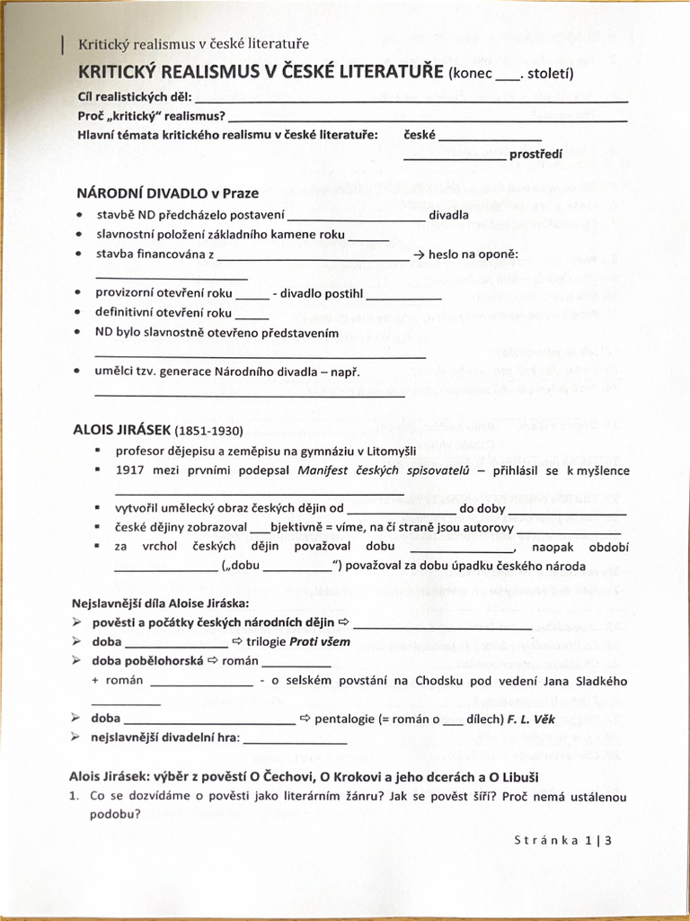 Kritický Realismus V České Literatuře | PDF