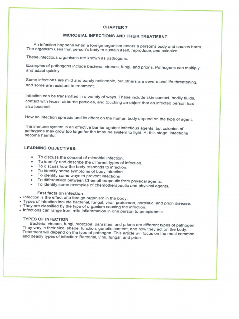 Chapter 7 Microbial Infections and Their Treatment | PDF