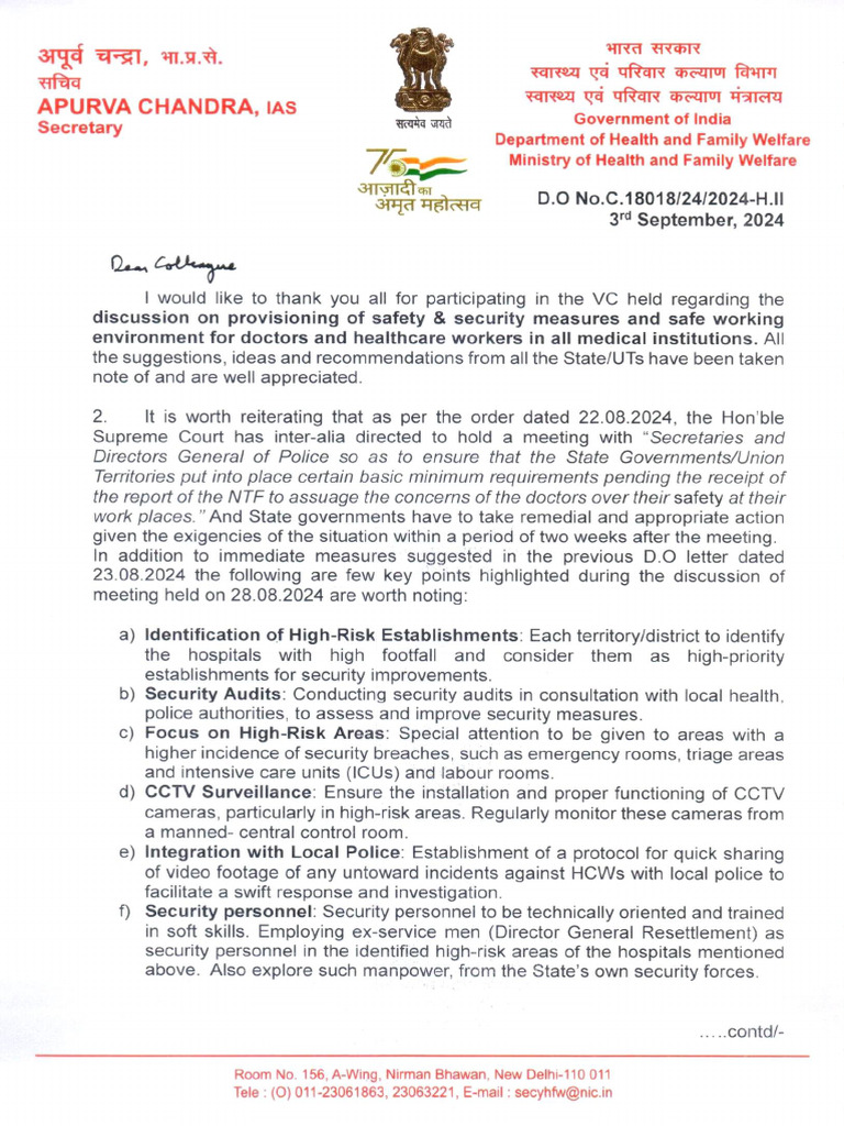 D.O. Letter To CS and DGP of All States and UTs Dated 03.09.2024 | PDF