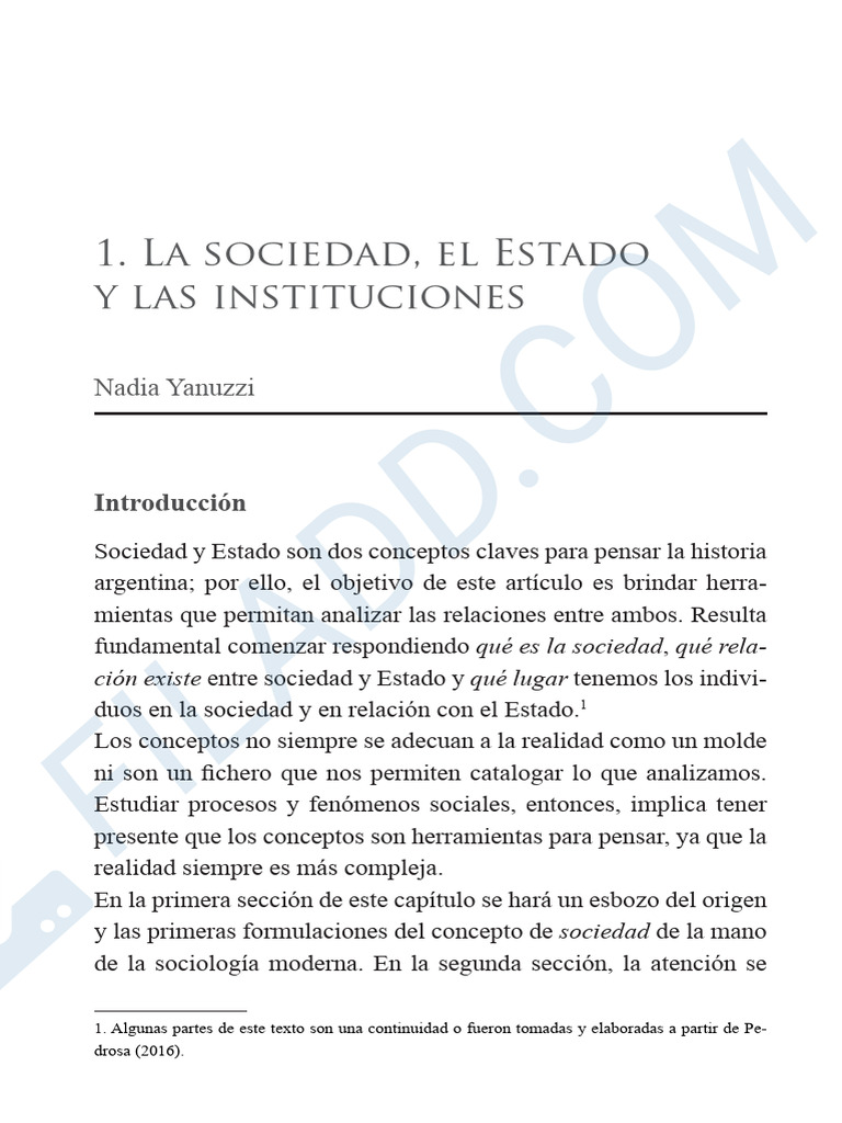 Sociedad, Estado e Instituciones según Yanuzzi | PDF | Estado (política ...