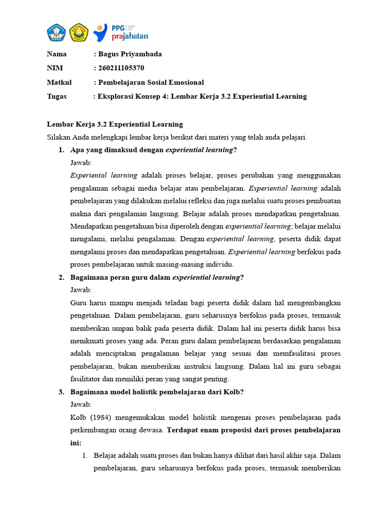 Bagus Eksplorasi Konsep 4 - Lembar Kerja 3.2 Experiential Learning-Topik 3-Pembelajaran Sosial ...