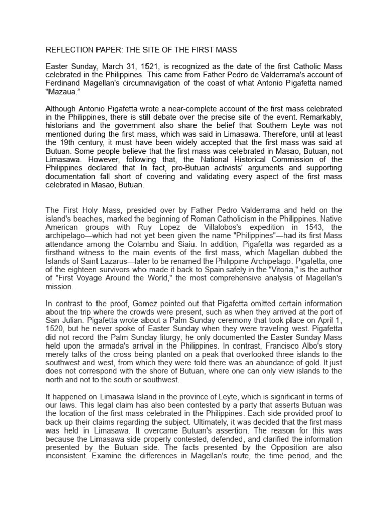 Reflection Paper - First Mass | PDF | Philippines