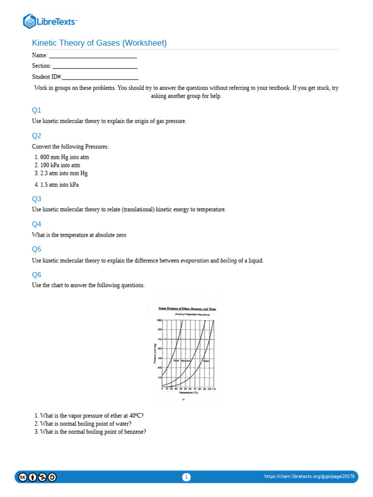 Kinetic Theory of Gases (Worksheet) | PDF