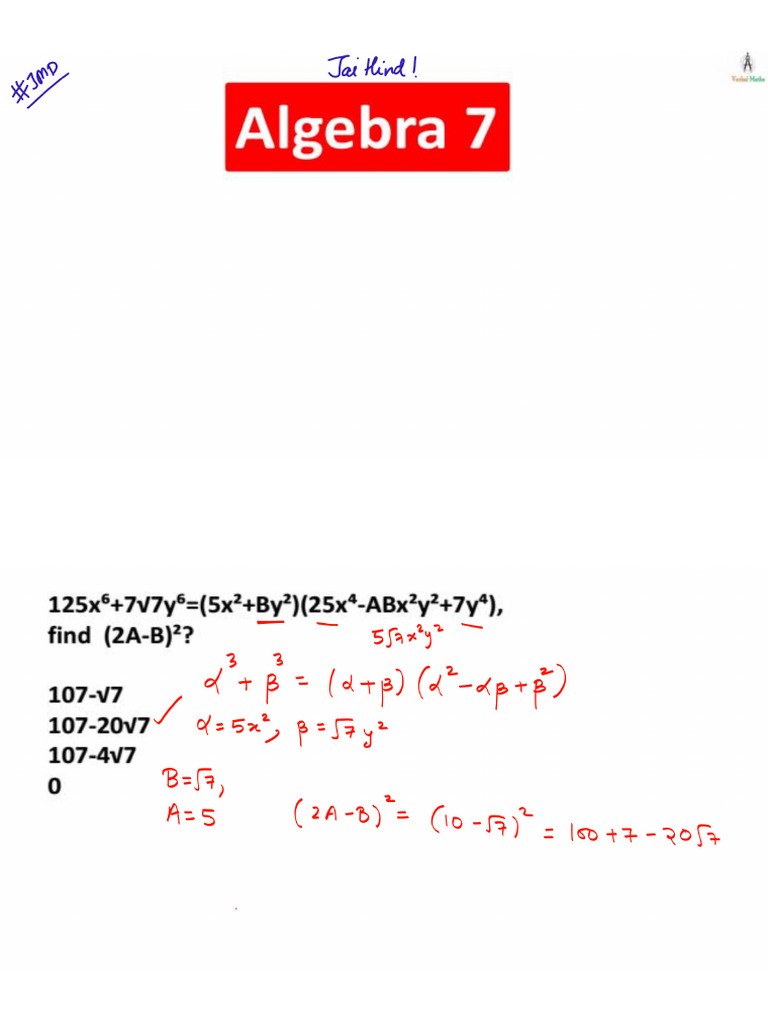Algebra Class 7 Qa | PDF
