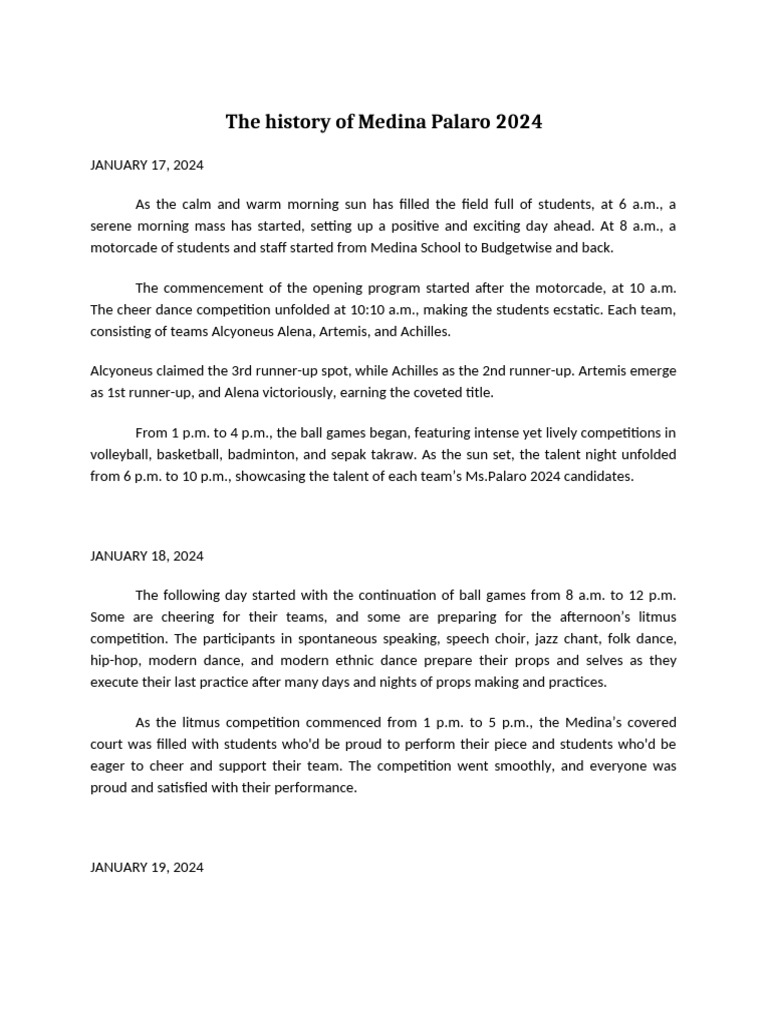 The-history-of-Medina-Palaro-2024 3 | PDF | Entertainment | Social Science