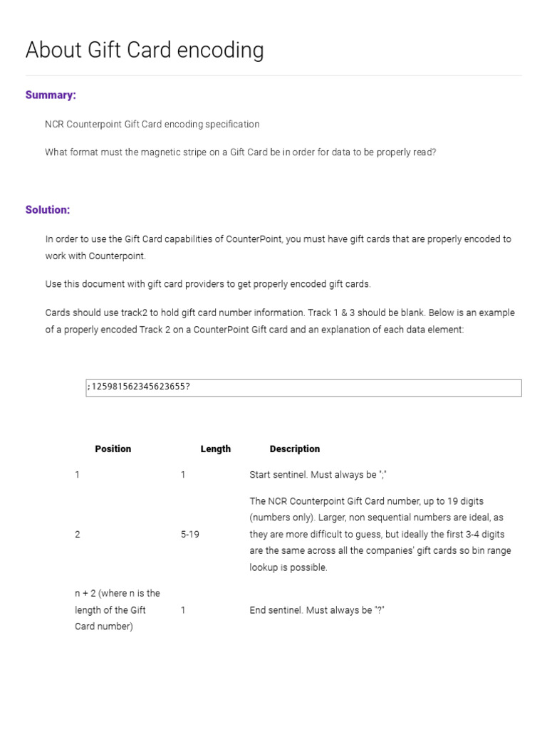 About Gift Card Encoding - Print View | PDF