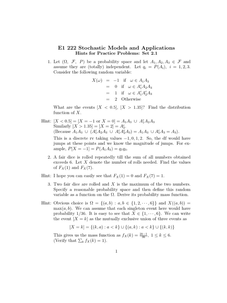 Problem Sheet 2 1 Hints Pdf