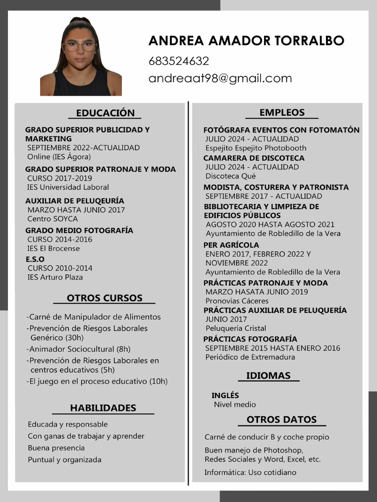 CV Andrea Amador | PDF