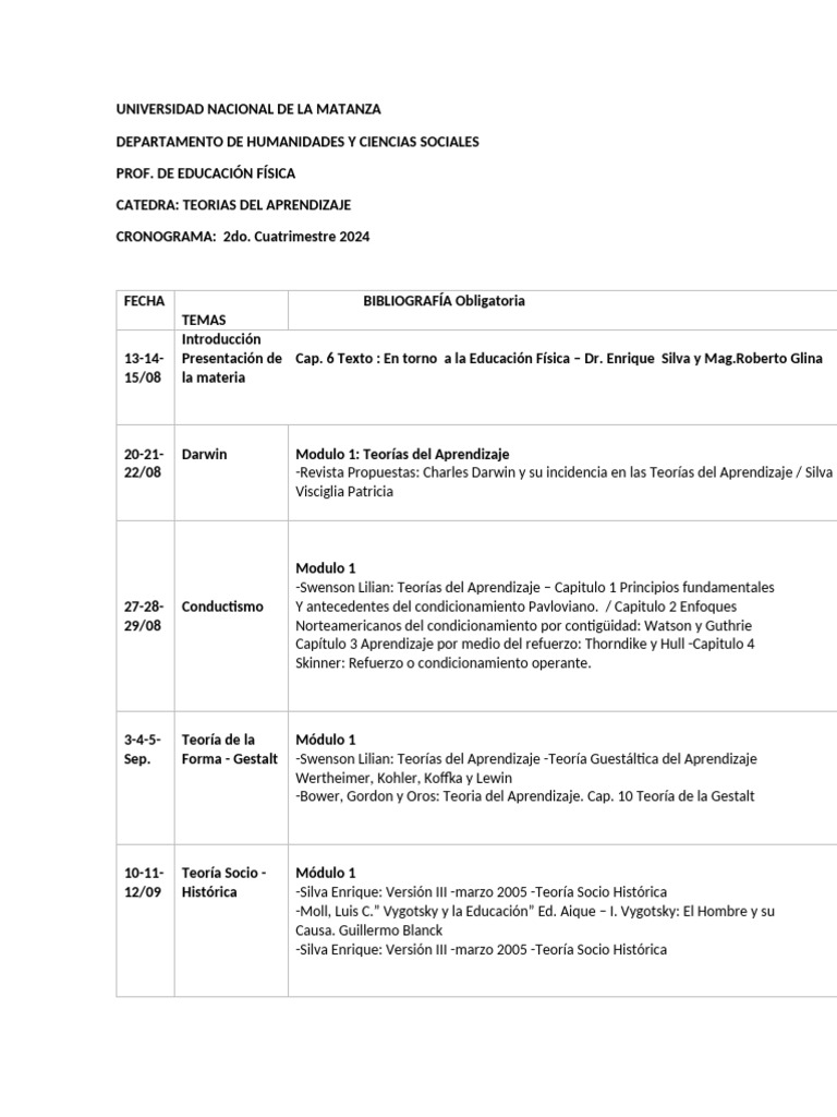 Cronograma Teorias 2C 24 | PDF