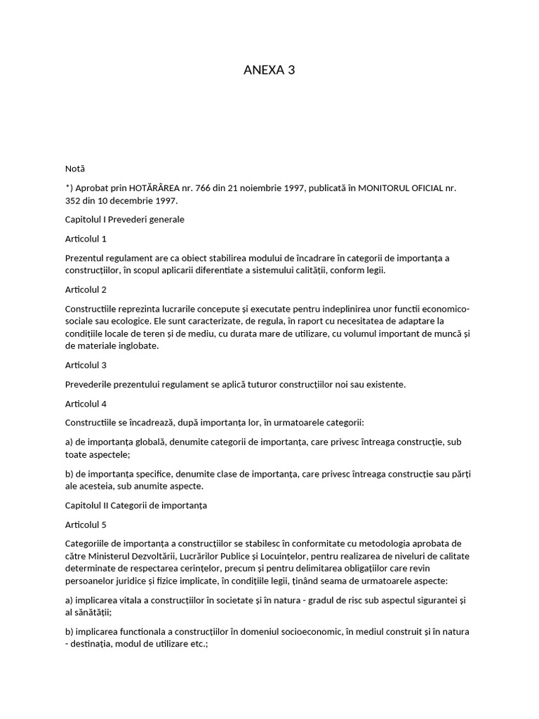 Anexa 3 HG 766 Din 1997 | PDF